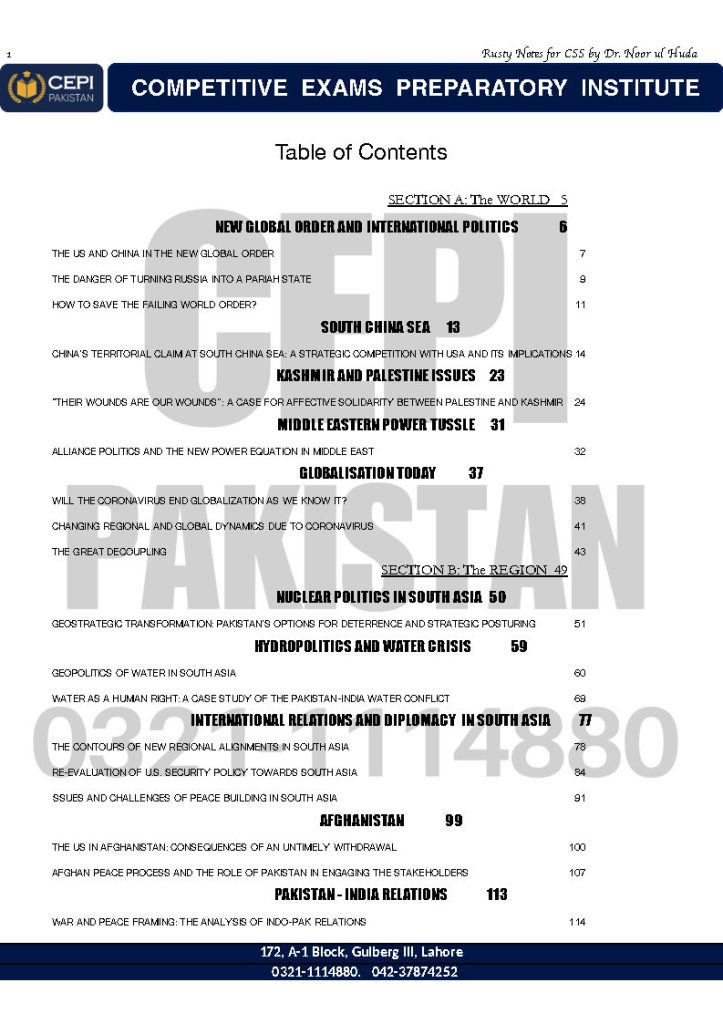CGM-1 Rusty Notes for CSS by Dr. Noor ul Huda - CEPI Pakistan
