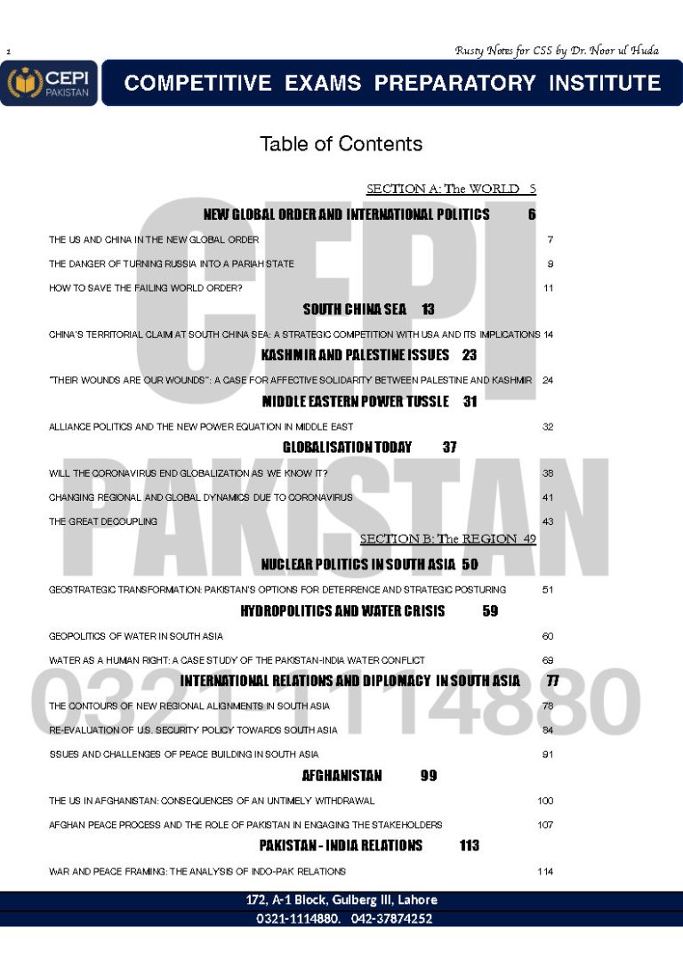 CGM-1 Rusty Notes for CSS by Dr. Noor ul Huda - CEPI Pakistan