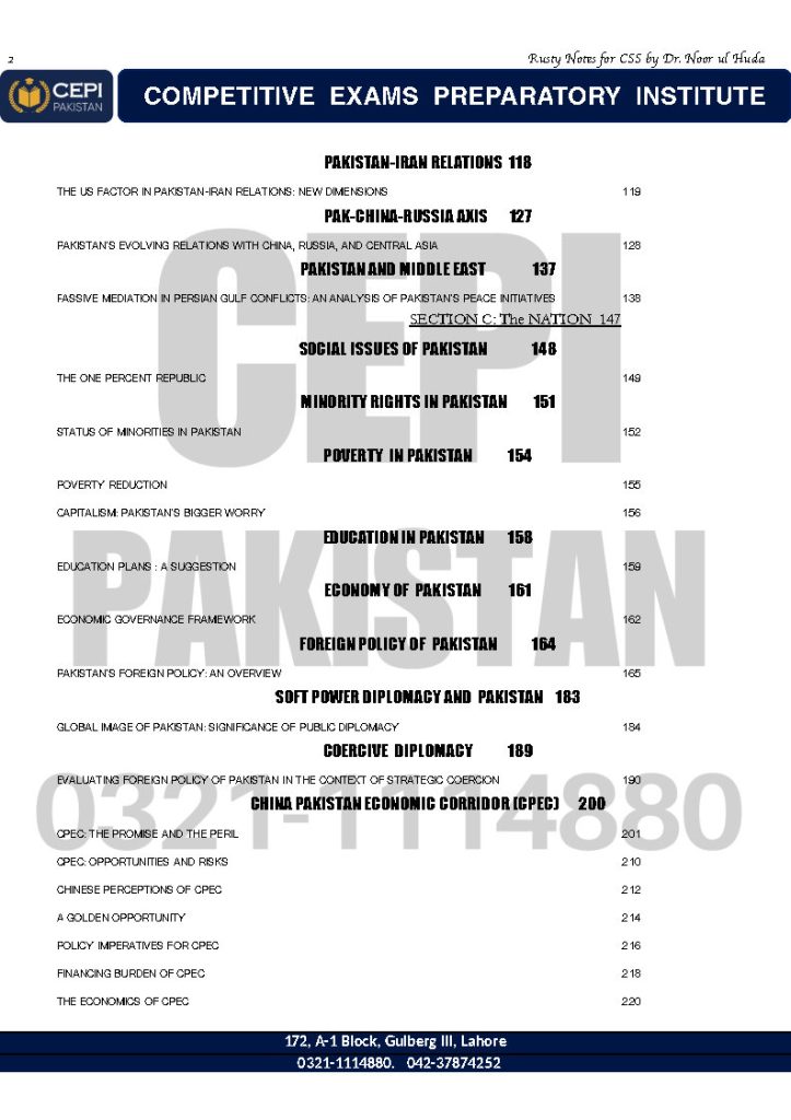 CGM-1 Rusty Notes for CSS by Dr. Noor ul Huda - CEPI Pakistan