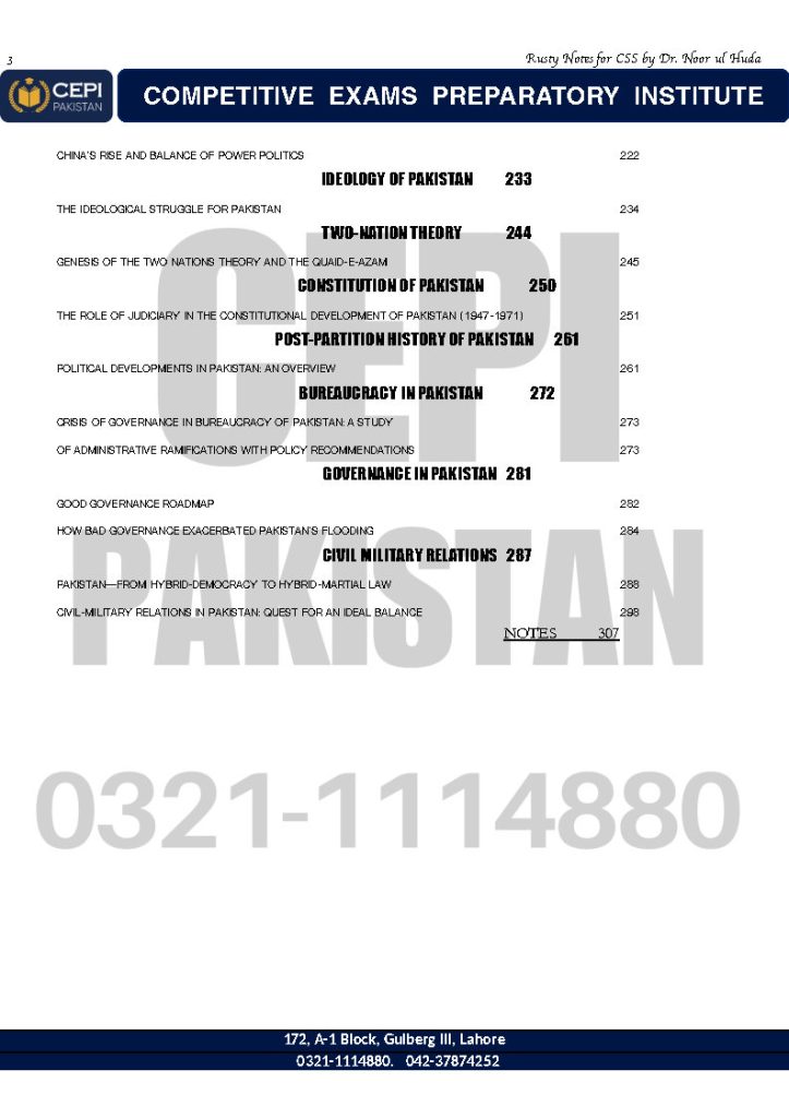 CGM-1 Rusty Notes for CSS by Dr. Noor ul Huda - CEPI Pakistan