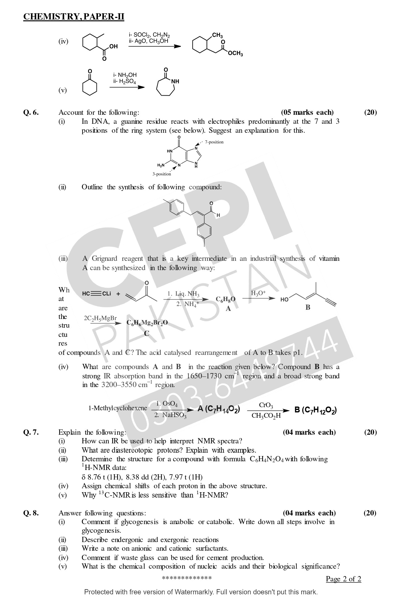 CSS Past Papers Chemistry 2021 - CEPI Pakistan