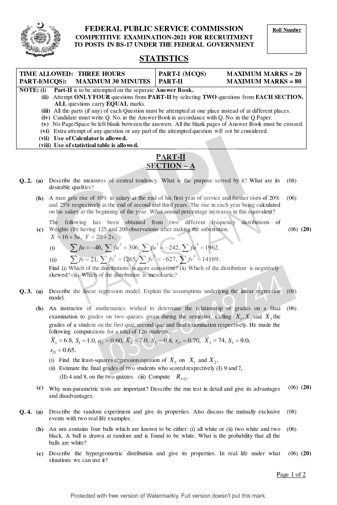 CSS Past Papers Statistics 2021 - CEPI Pakistan