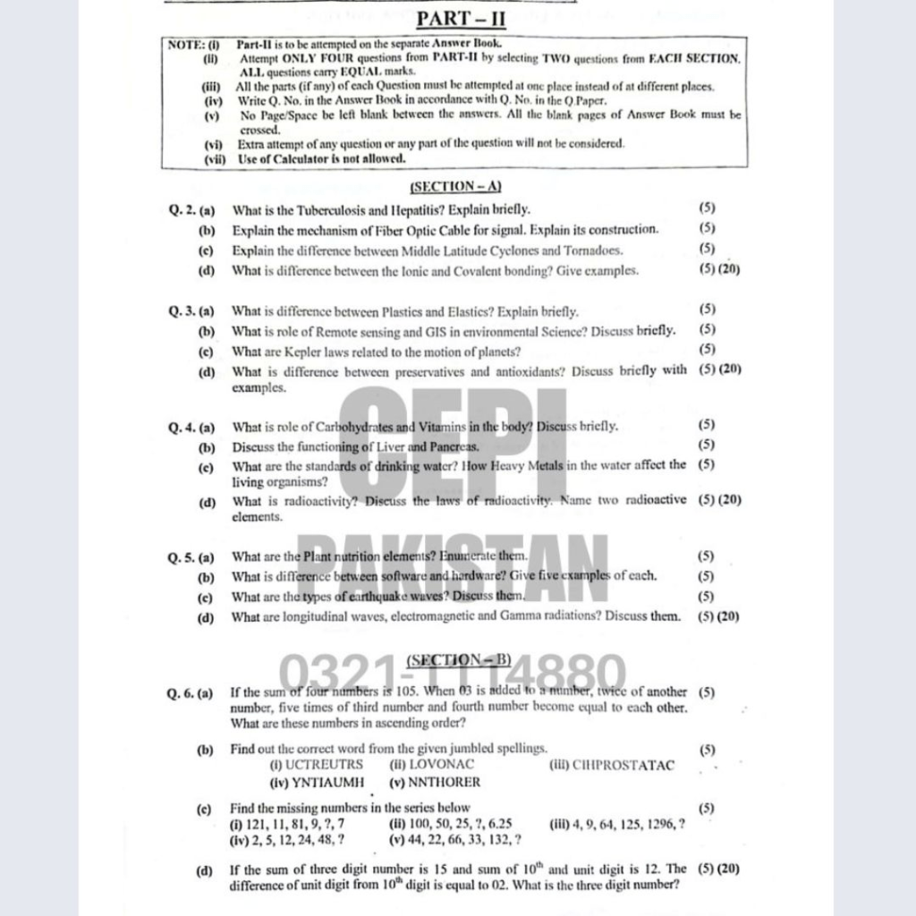 CSS Past Paper General Knowledge I (General Science & Ability) 2024 ...