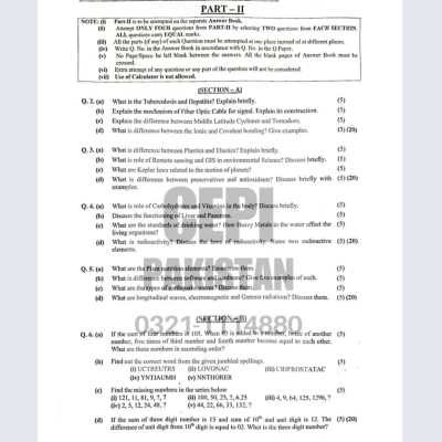 CSS Past Paper General Knowledge I (General Science & Ability) 2024 ...