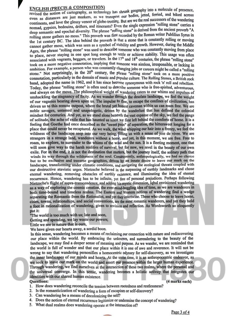 CSS Past Paper English Precis & Composition 2025 - CEPI Pakistan